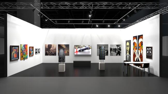 LARGE ART FAIR BOOTH RENDER CENTRAL FOCUS - ARTFAIRRENDER.COM